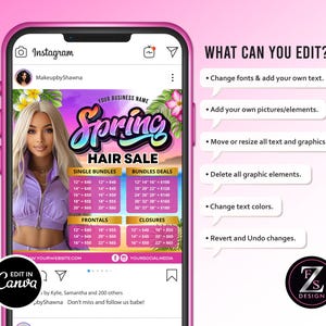 Spring Hair Sale Flyer, Hair Prices Flyer, Hair Flyer, DIY Wig Sale ...