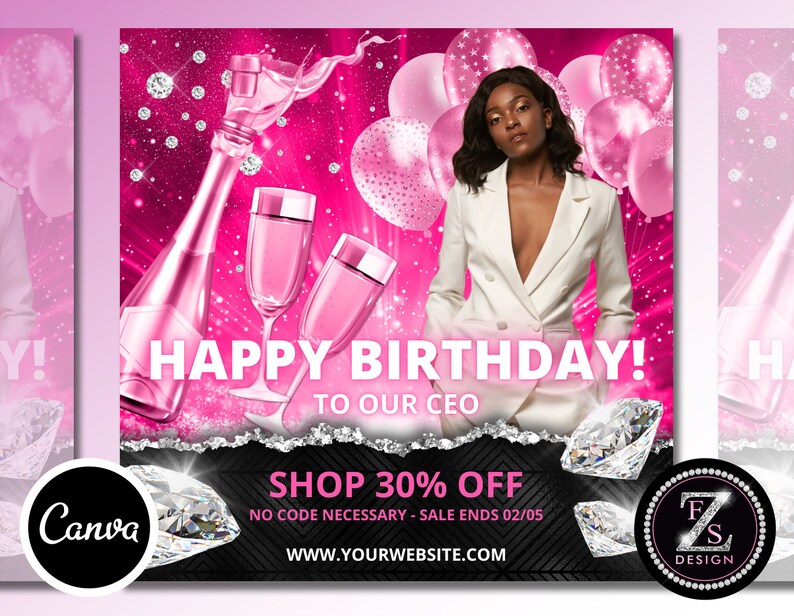 CEO Birthday Flyer DIY Celebration Sale Social Media - Etsy
