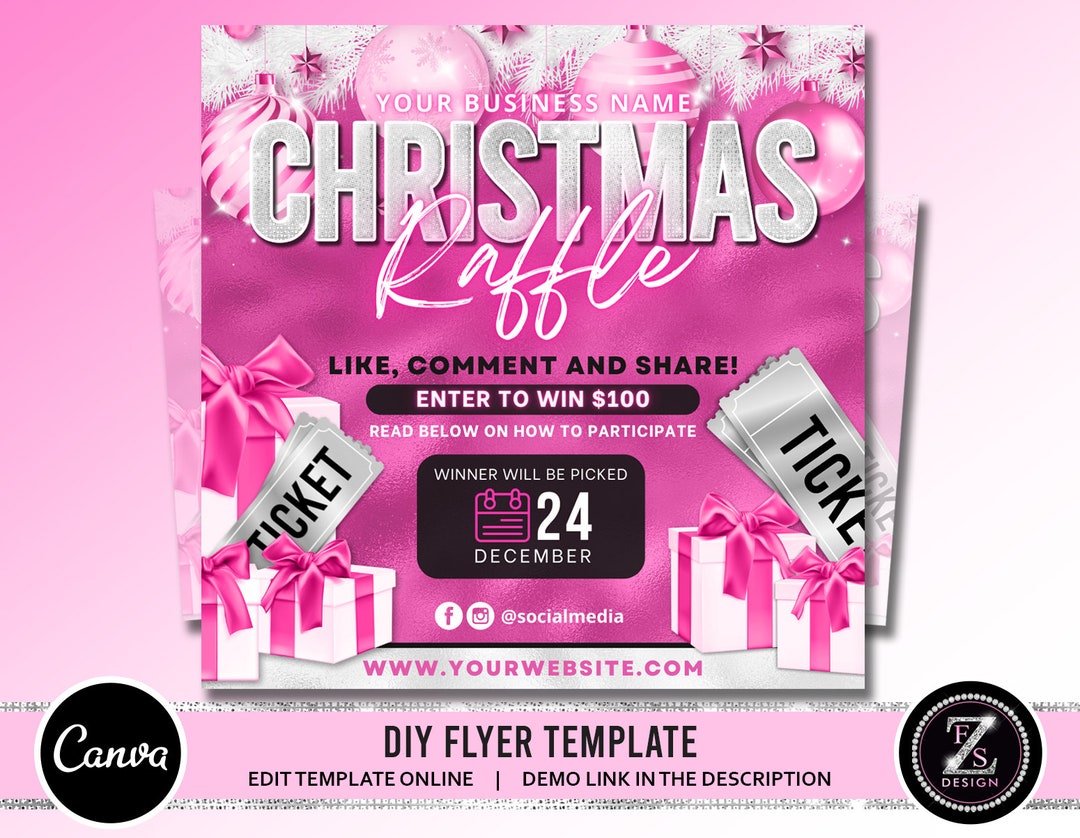 Christmas Raffle Giveaway Flyer, DIY Holiday Flyer, Giveaway Flyer ...
