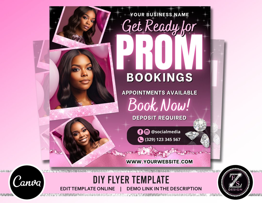Prom Bookings Flyer, Prom Makeup Flyer, Prom Queen MUA Flyer ...