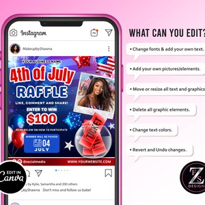 4th of July Raffle Giveaway Flyer, DIY Holiday Flyer, Giveaway Flyer ...