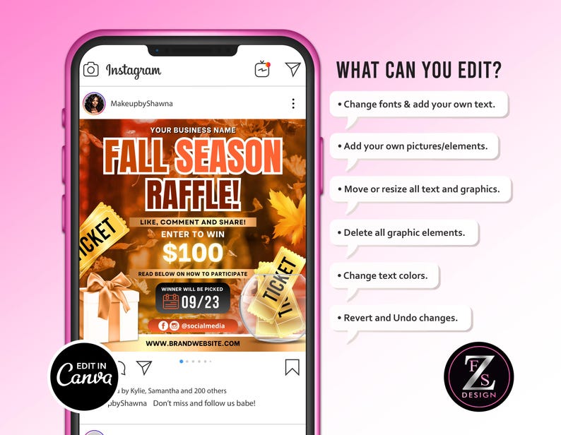Fall Raffle Giveaway Flyer, DIY Fall Flyer, Giveaway Flyer, Raffle ...