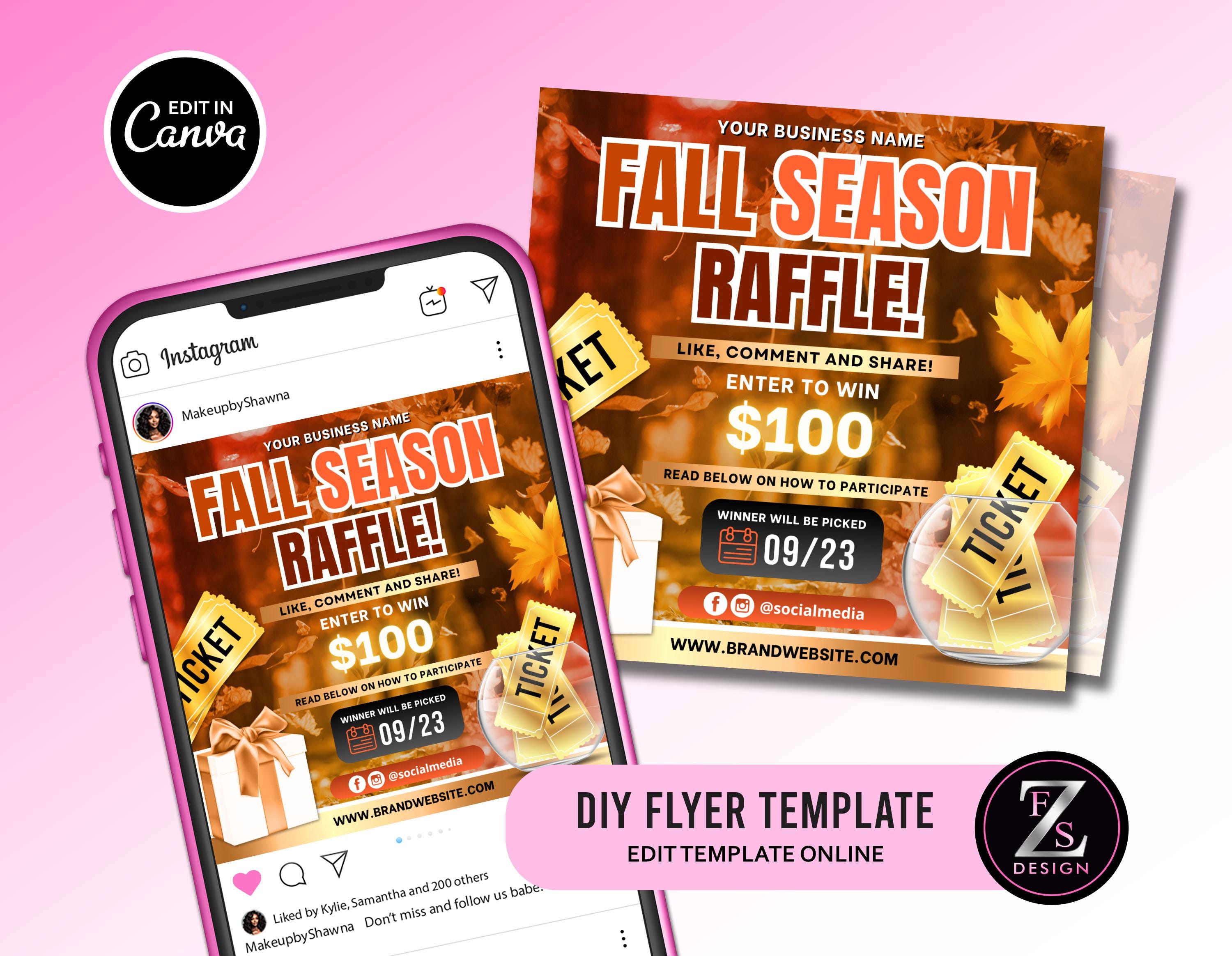 Fall Raffle Giveaway Flyer, DIY Fall Flyer, Giveaway Flyer, Raffle ...
