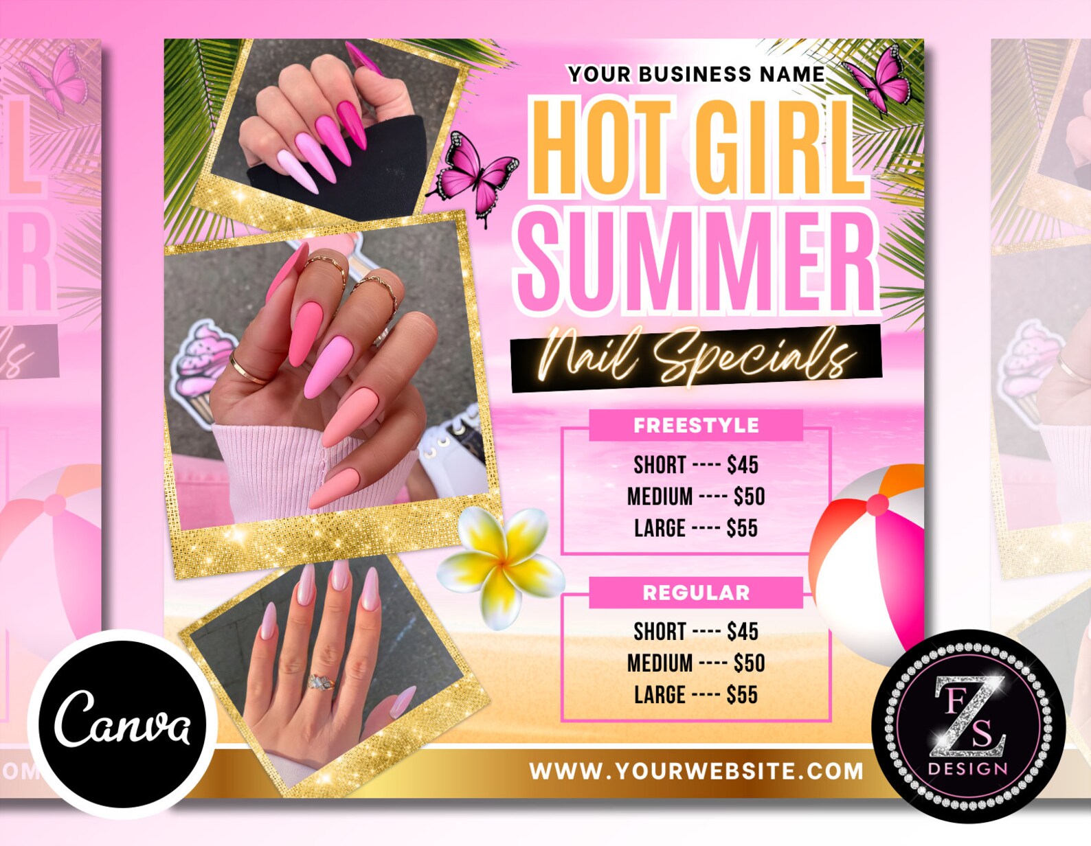 Summer Nails Specials Flyer, Nail Prices Flyer, Summer Season Flyer ...