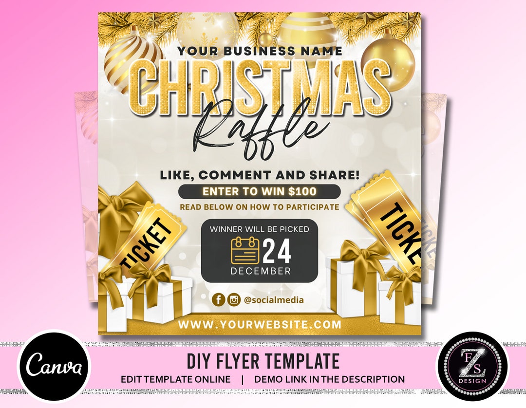 Christmas Raffle Giveaway Flyer, DIY Holiday Flyer, Giveaway Flyer ...