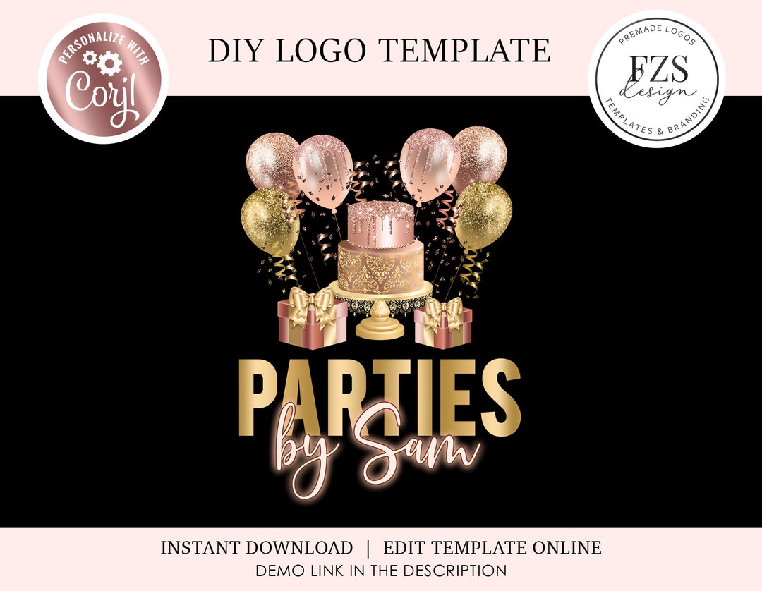 Party Decor Logo Gold Balloons Logo Cake Logo Gifts Logo Event - Etsy
