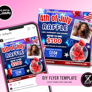 4th of July Raffle Giveaway Flyer, DIY Holiday Flyer, Giveaway Flyer ...