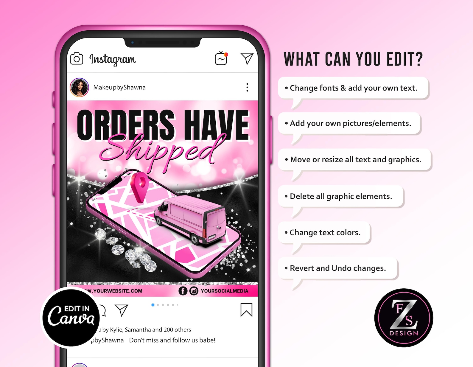 Orders Have Shipped Flyer, DIY Social Media Instagram Delivery Hair ...