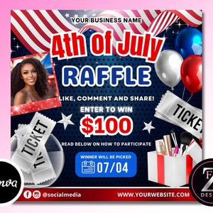 4th of July Raffle Giveaway Flyer, DIY Holiday Flyer, Giveaway Flyer ...