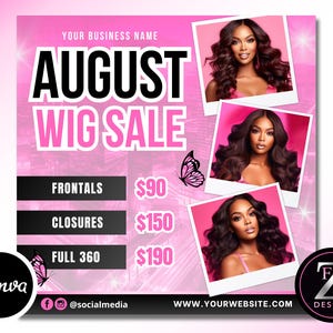 August Wig Sale Flyer, Wig Prices Flyer, Hair Flyer, DIY Wig Sale Flyer ...