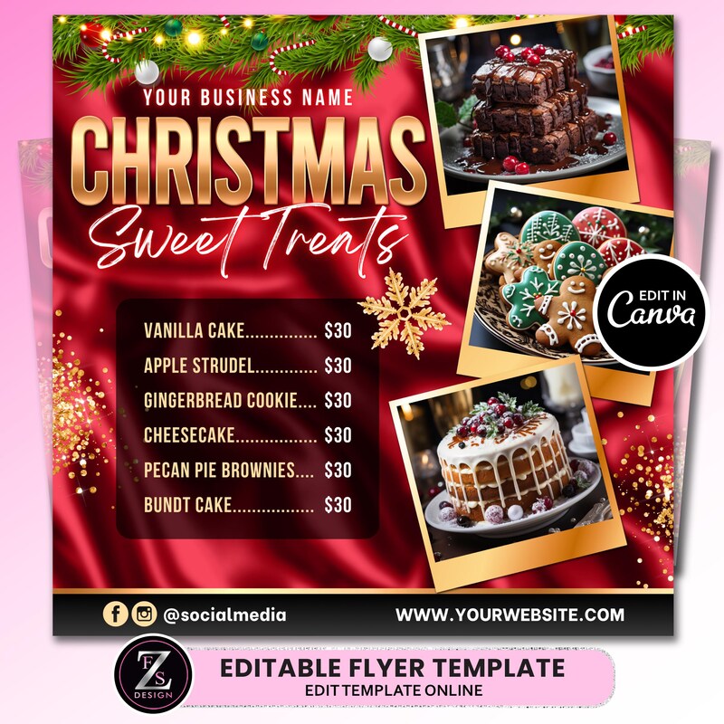 Christmas Desserts Flyer - Etsy