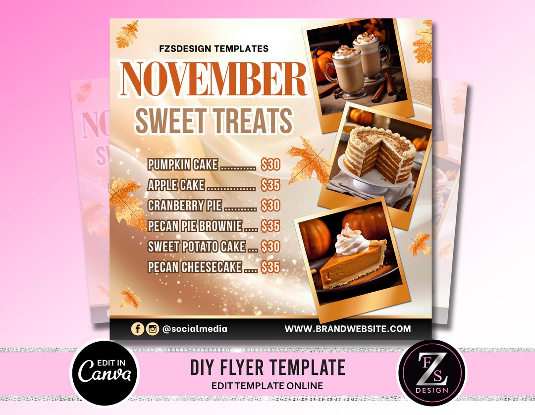 November Bake Sale Flyer, Bakery Flyer, November Sweet Treats Flyer ...