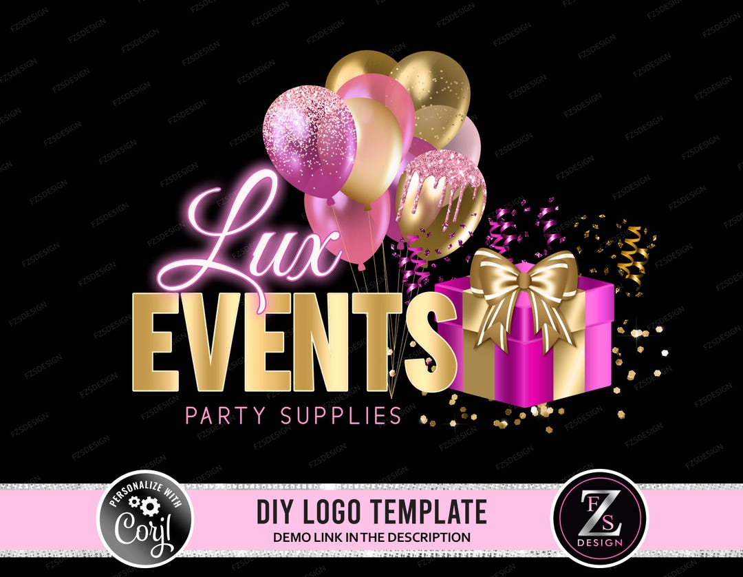 Party Decor Logo Pink Balloons Logo Gift Logo Events Logo Diy Logo ...