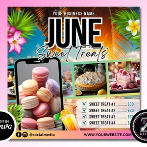 June Bakery Flyer, Bake Sale Flyer, Sweet Treats Flyer, Summer Flyer ...