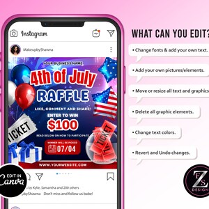 4th of July Raffle Giveaway Flyer, DIY Holiday Flyer, Giveaway Flyer ...