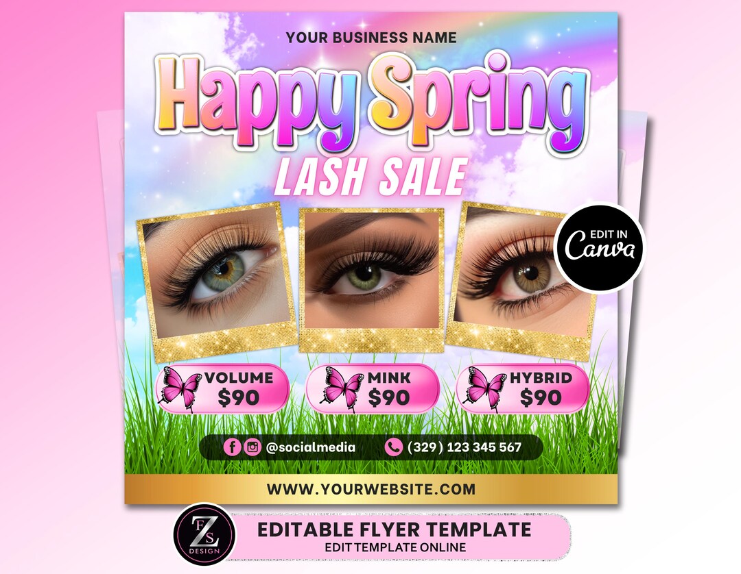 Spring Lash Sale Flyer, DIY Lash Extensions Flyer, Beauty Lash Deals ...