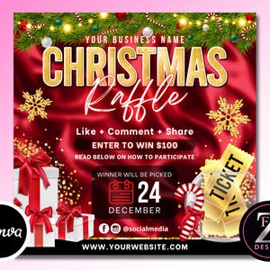 Christmas Raffle Giveaway Flyer, DIY Holiday Flyer, Giveaway Flyer ...
