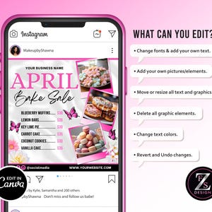 April Bake Sale Flyer, Bakery Flyer, Sweet Treats Flyer, April Dessert ...