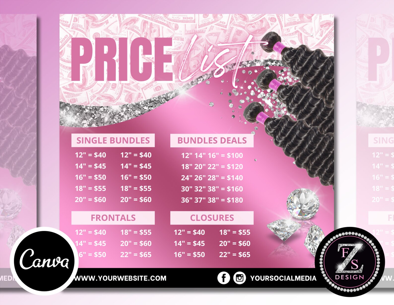 Hair Price List Flyer DIY Wig Flyer Braids Pricing List - Etsy