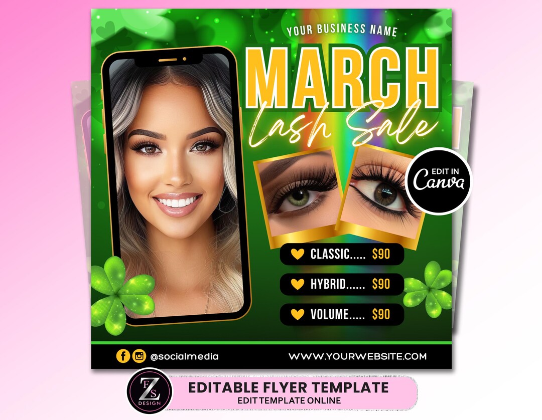 March Lash Sale Flyer, Lash Extensions Flyer, Lash Deals Flyer, Spring ...