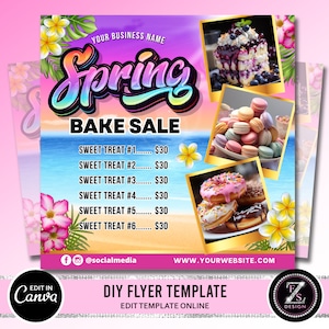 Spring Bake Sale Flyer, Bakery Flyer, Spring Sweet Treats Flyer, Spring ...