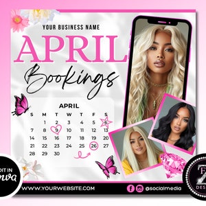 April Bookings Flyer, Book Now Flyer, April Appointment Flyer, April ...