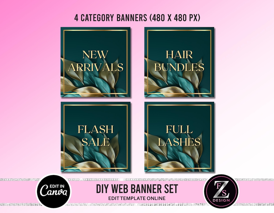 DIY Web Banners Set, 15 Website Banners Beauty Artist Hair Nails ...