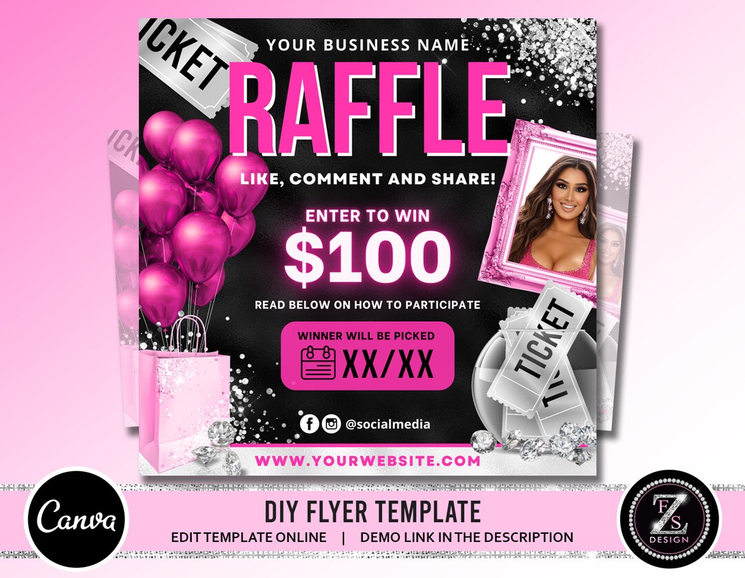 Raffle Flyer, DIY Giveaway Flyer, Raffle Ticket Flyer, Prize Flyer ...