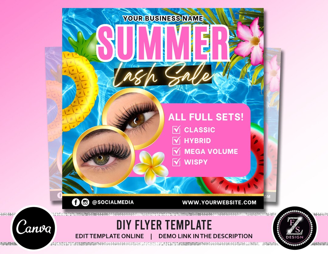 Summer Lash Sale Flyer, DIY Lash Extensions Flyer, Beauty Lash Deals ...