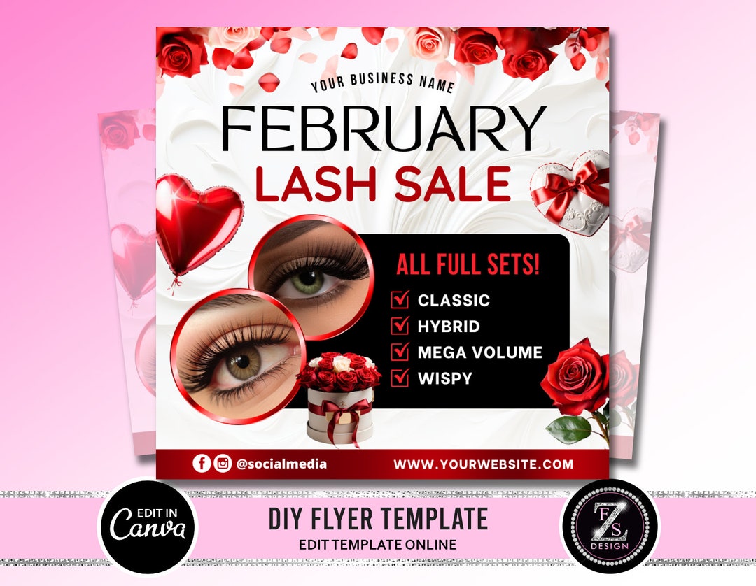 February Lash Sale Flyer, Lash Extensions Flyer, Lash Deals Flyer ...