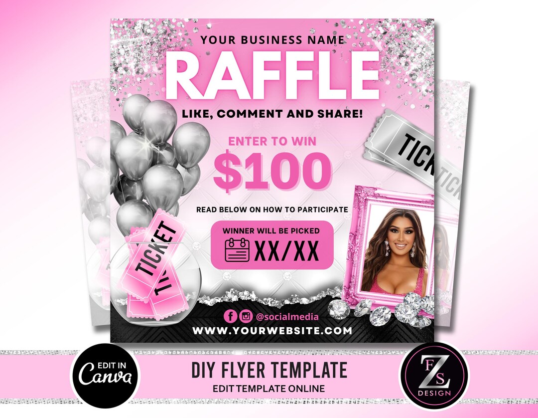 Raffle Flyer, DIY Giveaway Flyer, Raffle Ticket Flyer, Prize Flyer ...