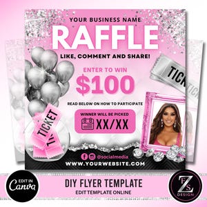 Raffle Flyer, DIY Giveaway Flyer, Raffle Ticket Flyer, Prize Flyer ...