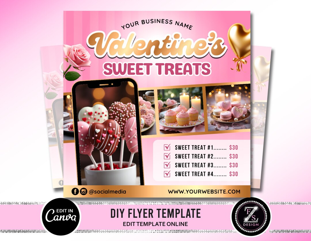 Valentines Day Bakery Sale Flyer, Sweet Treats Flyer, Valentines ...