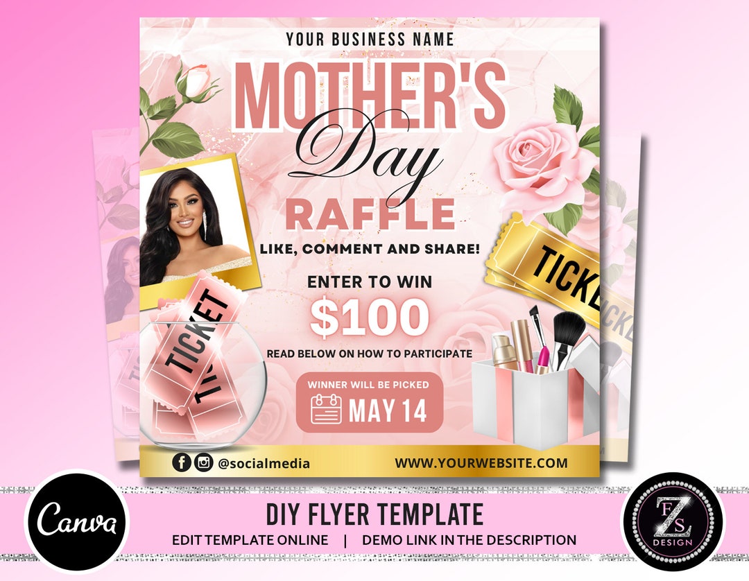 Mothers Day Raffle Giveaway Flyer, DIY May Flyer, Giveaway Flyer ...