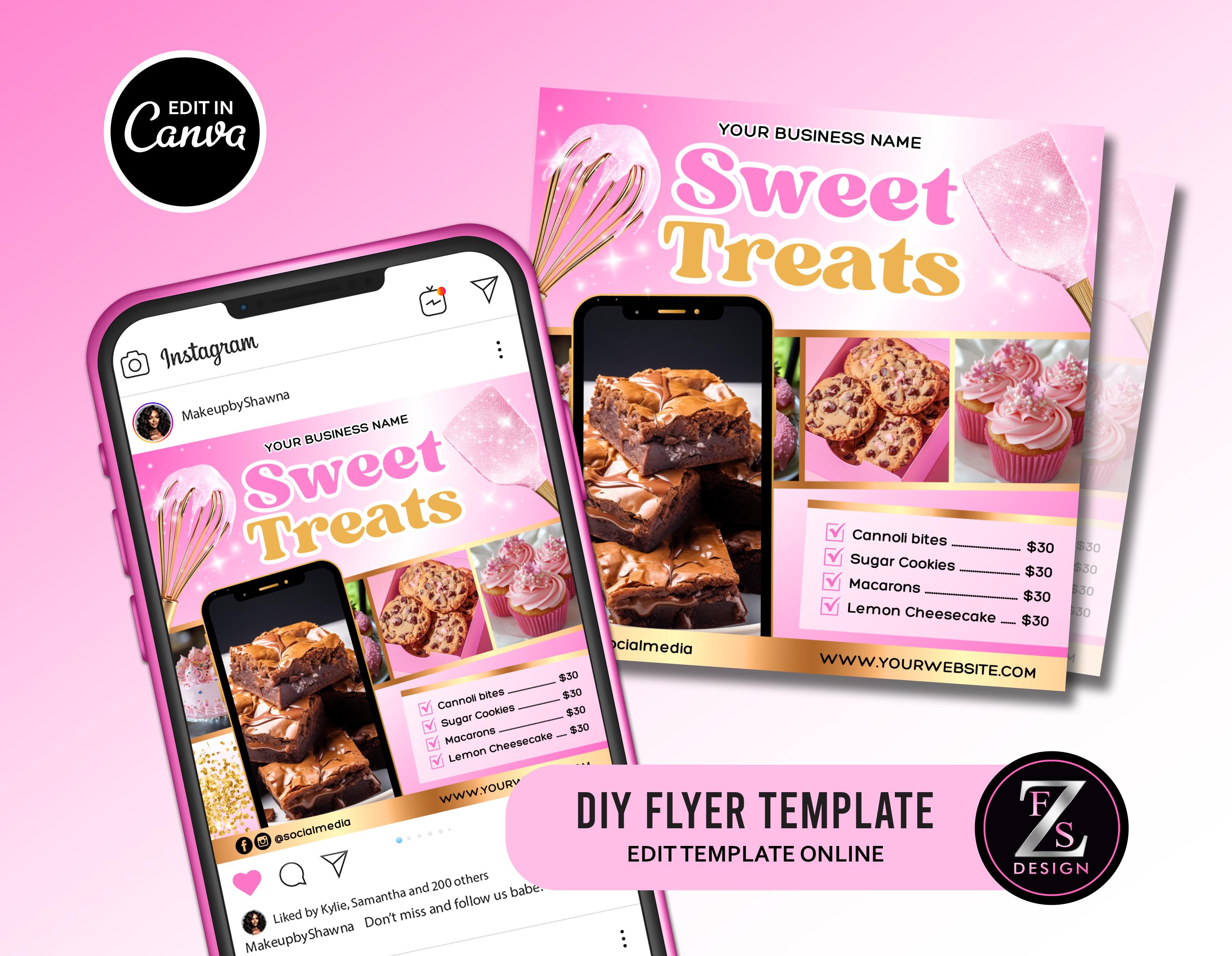 Bakery Flyer, Bake Sale Flyer, Sweet Treats Flyer, Dessert Flyer, Bake ...