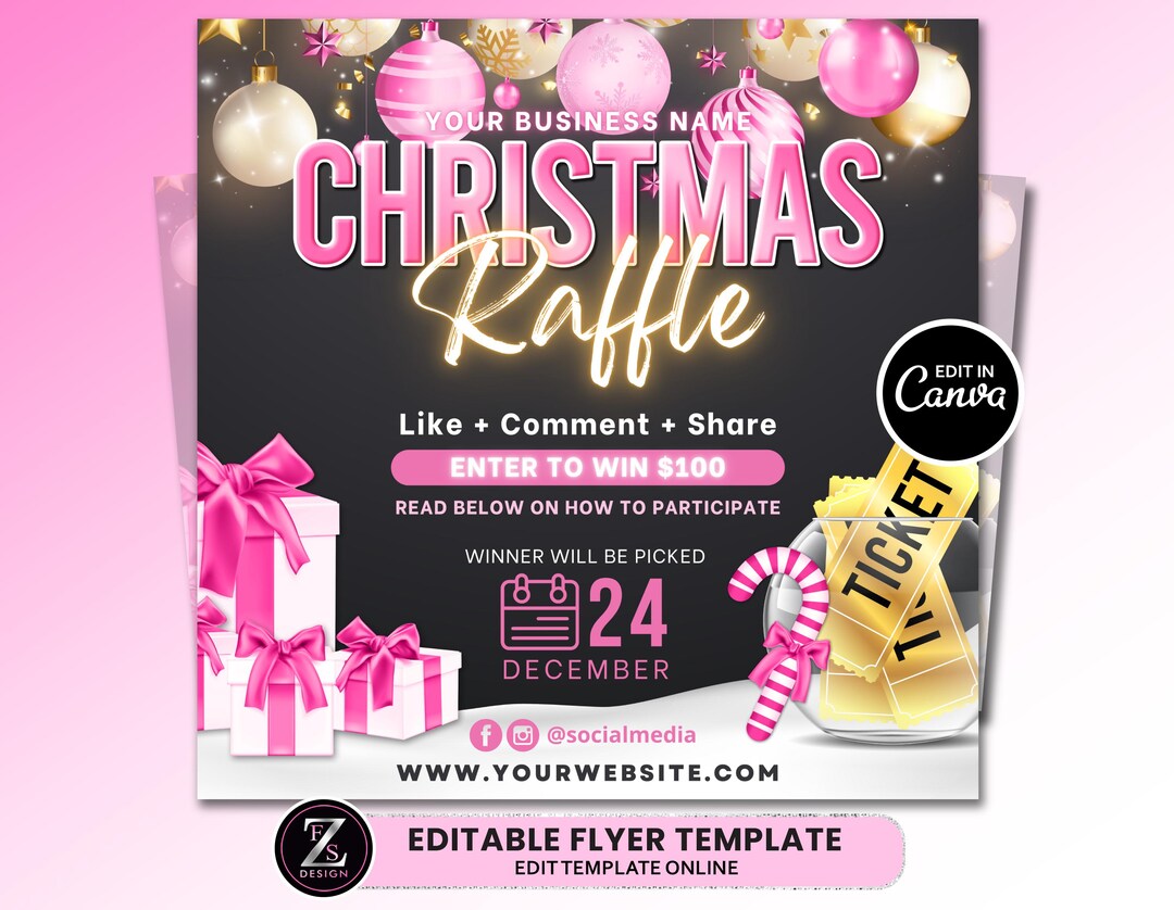 Christmas Raffle Giveaway Flyer, DIY Holiday Flyer, Giveaway Flyer ...