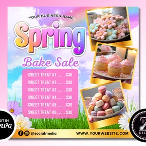 Spring Bake Sale Flyer, Bakery Flyer, Spring Sweet Treats Flyer, Spring ...