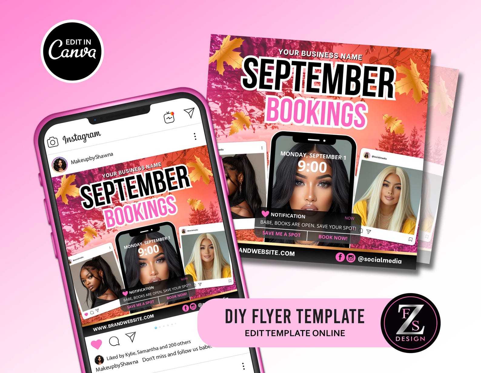 September Bookings Flyer, Book Now Flyer, September Appointment Flyer ...