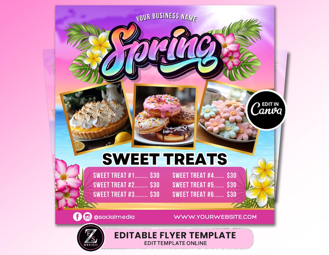 Spring Bake Sale Flyer, Bakery Flyer, Spring Sweet Treats Flyer, Spring ...