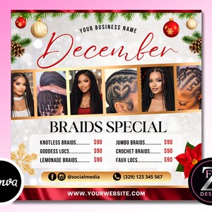 December Braid Sale Flyer, Braid Prices Flyer, December Flyer, Braids ...