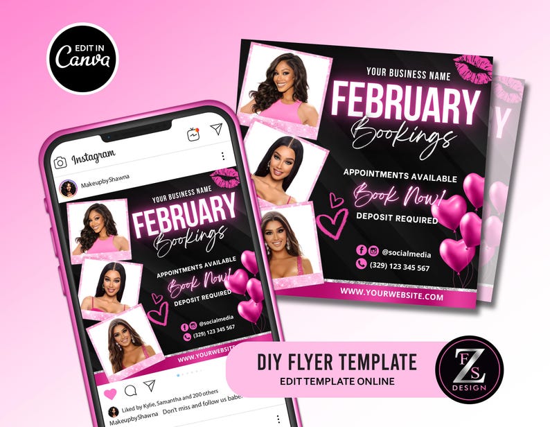 February Book Now Flyer, Valentines Day Booking Flyer, February ...