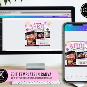 April Bake Sale Flyer, Bakery Flyer, Sweet Treats Flyer, April Dessert ...