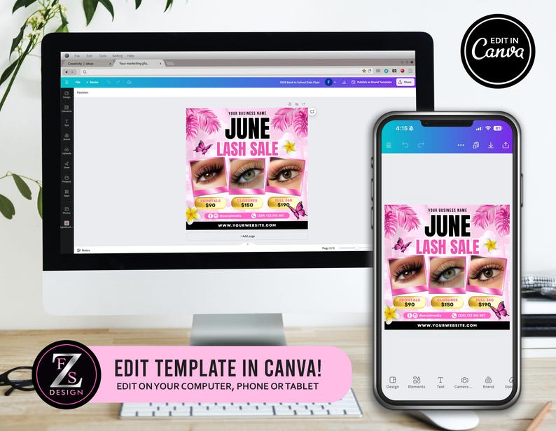 June Lash Sale Flyer, DIY Lash Extensions Flyer, Lash Deals Flyer ...