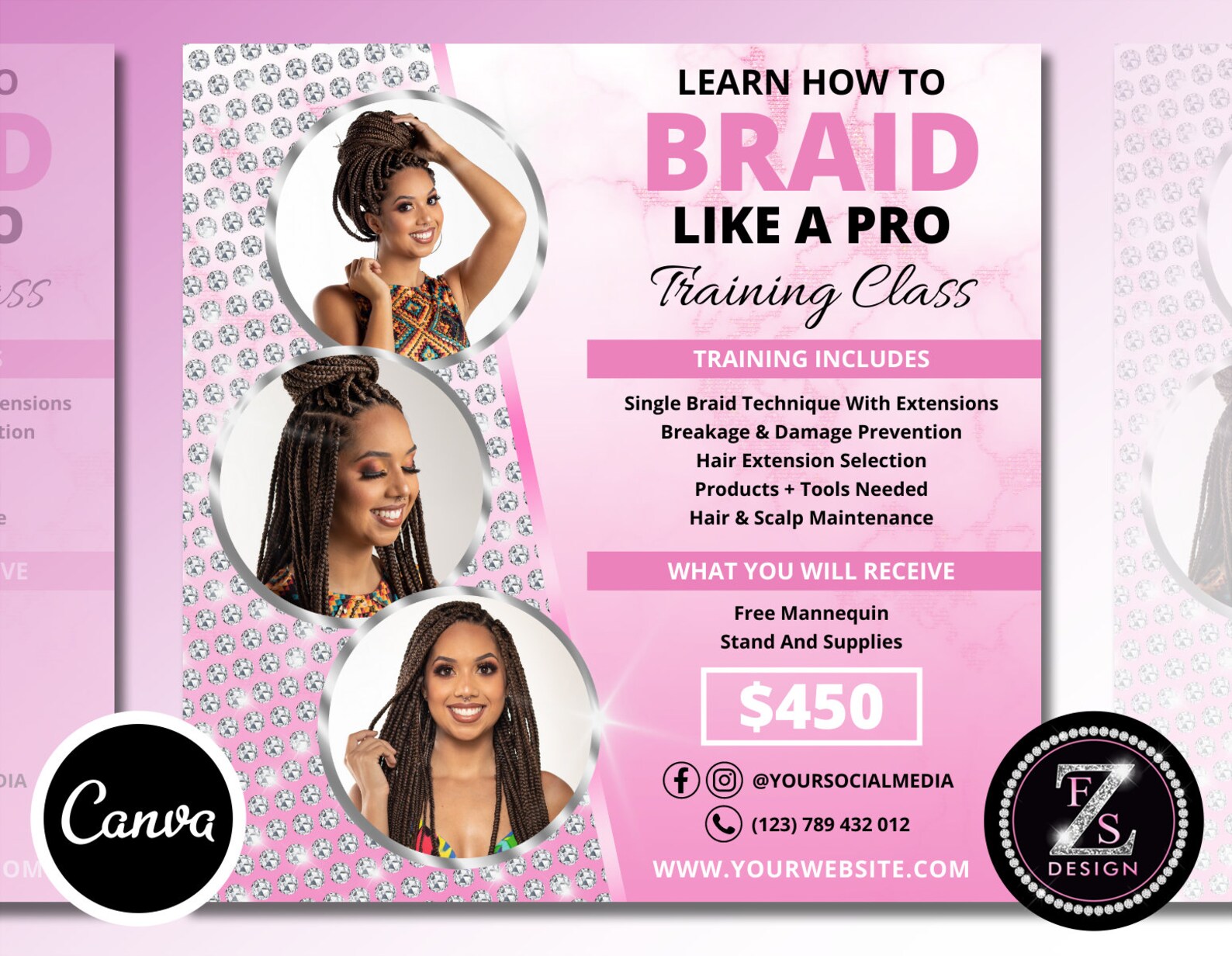 Braid Class Flyer DIY Hair Flyer Braiding Training Flyer - Etsy