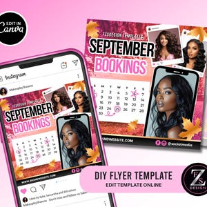 September Bookings Flyer, Book Now Flyer, September Appointment Flyer ...