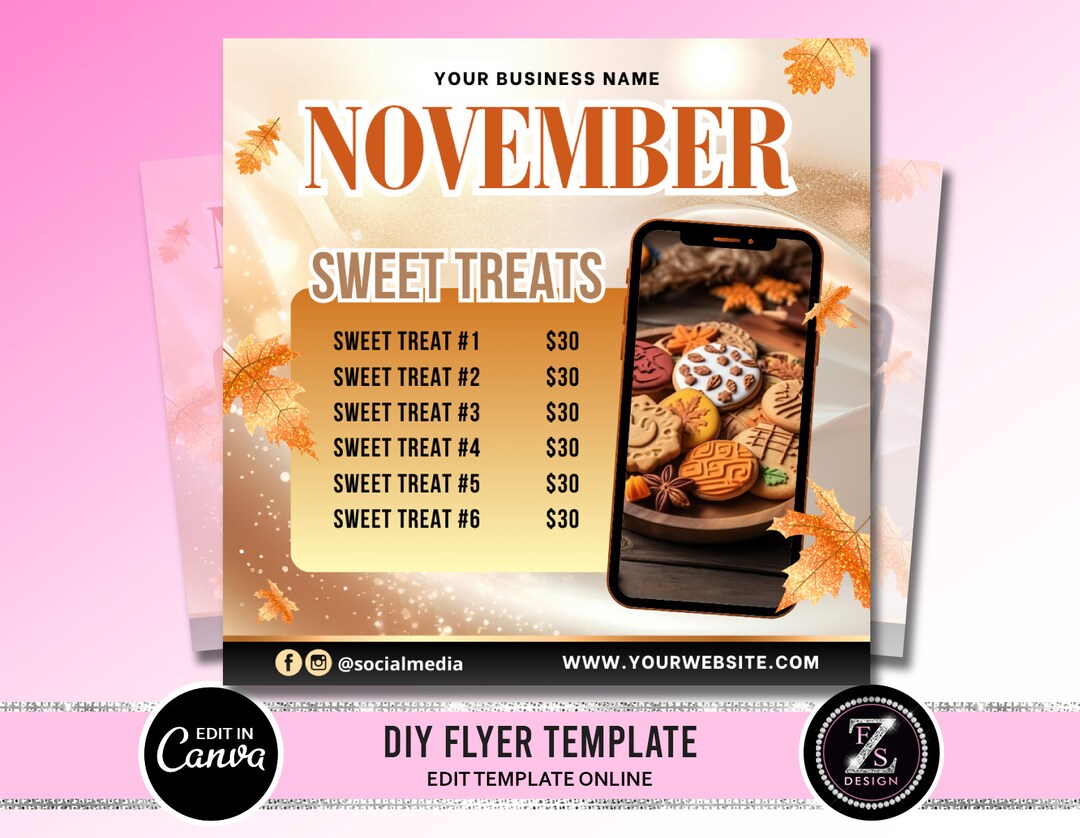 November Bake Sale Flyer Bakery Flyer November Sweet Treats - Etsy
