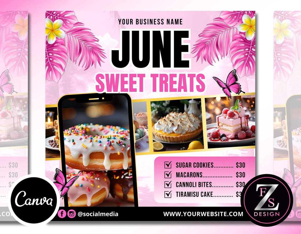 June Bakery Flyer, Bake Sale Flyer, Sweet Treats Flyer, Summer Flyer ...