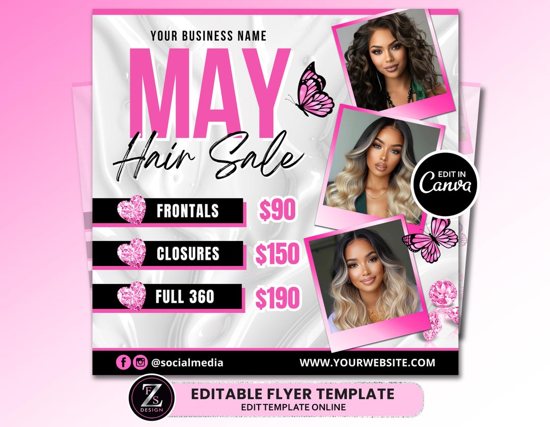 May Hair Sale Flyer, Hair Sale Price List, Wig Prices Flyer, Hair Flyer ...