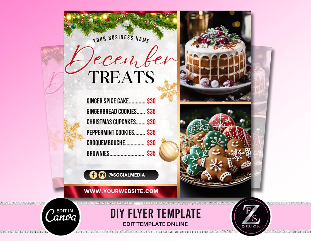 December Bake Flyer, Bakery Flyer, December Sweet Treats Flyer ...