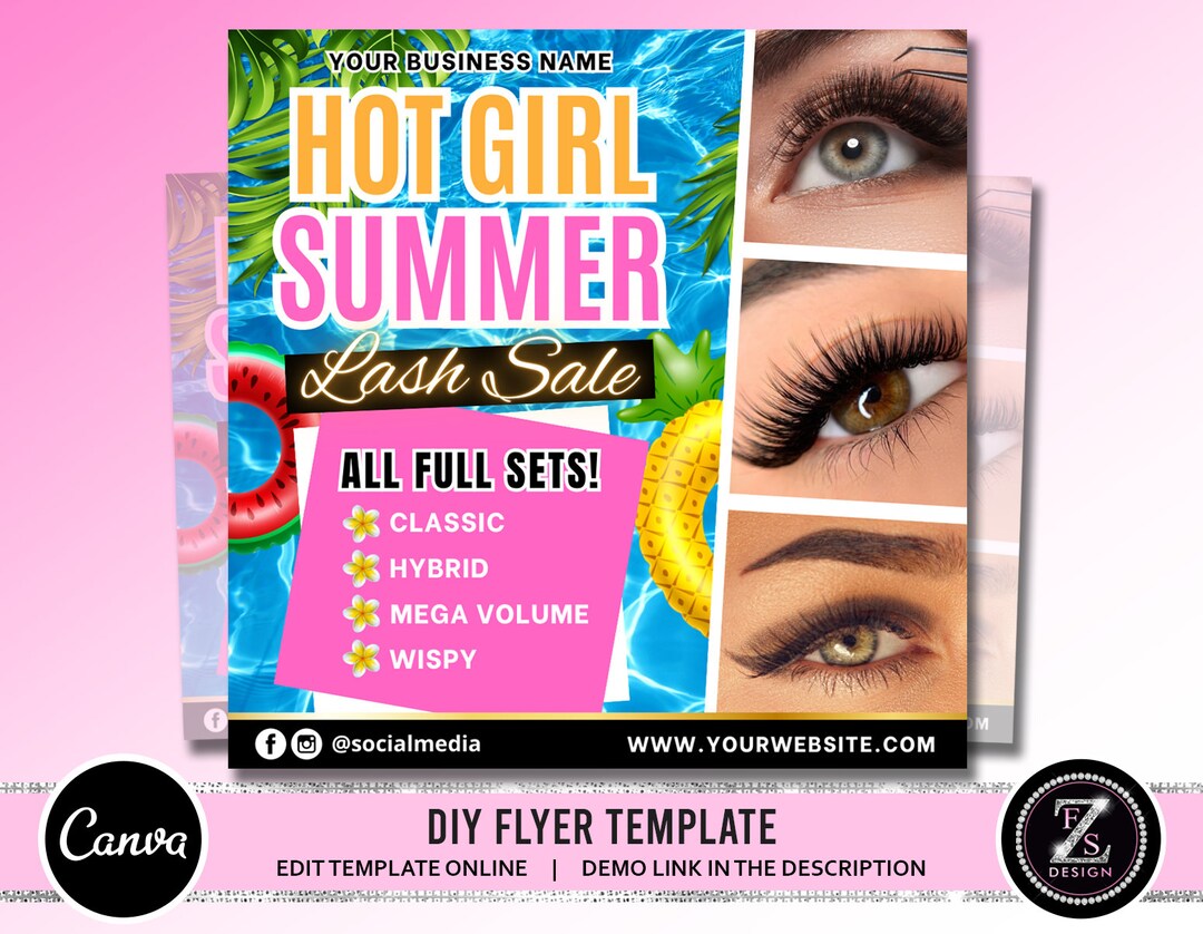 Summer Lash Sale Flyer, DIY Lash Extensions Flyer, Beauty Lash Deals ...
